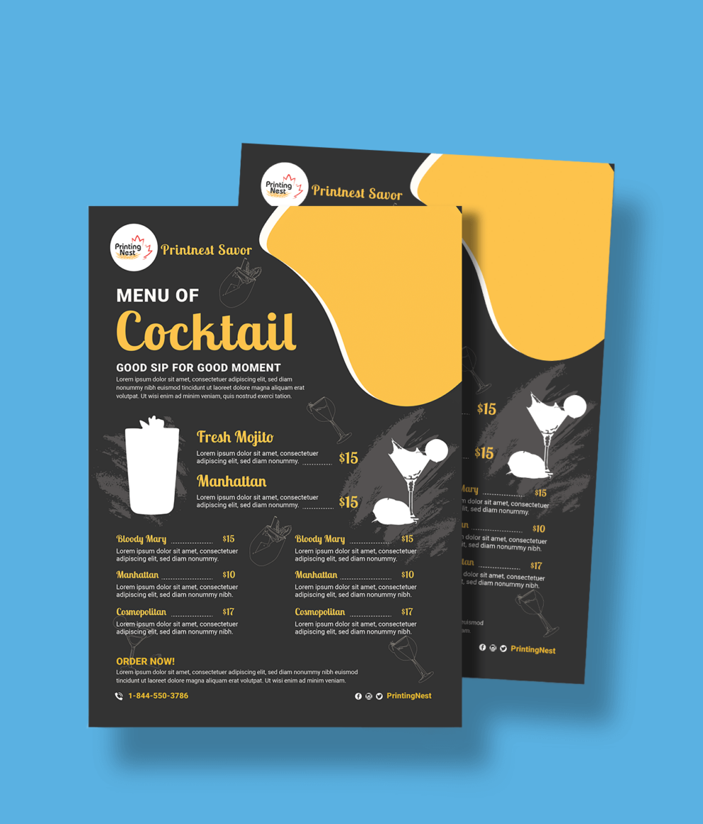 Custom Printed Menus in Orange County | Printing Nest