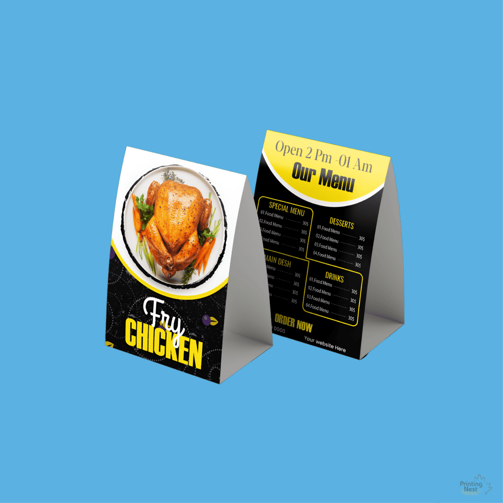 Custom Printed Table Tent Cards in Orange County | Printing Nest